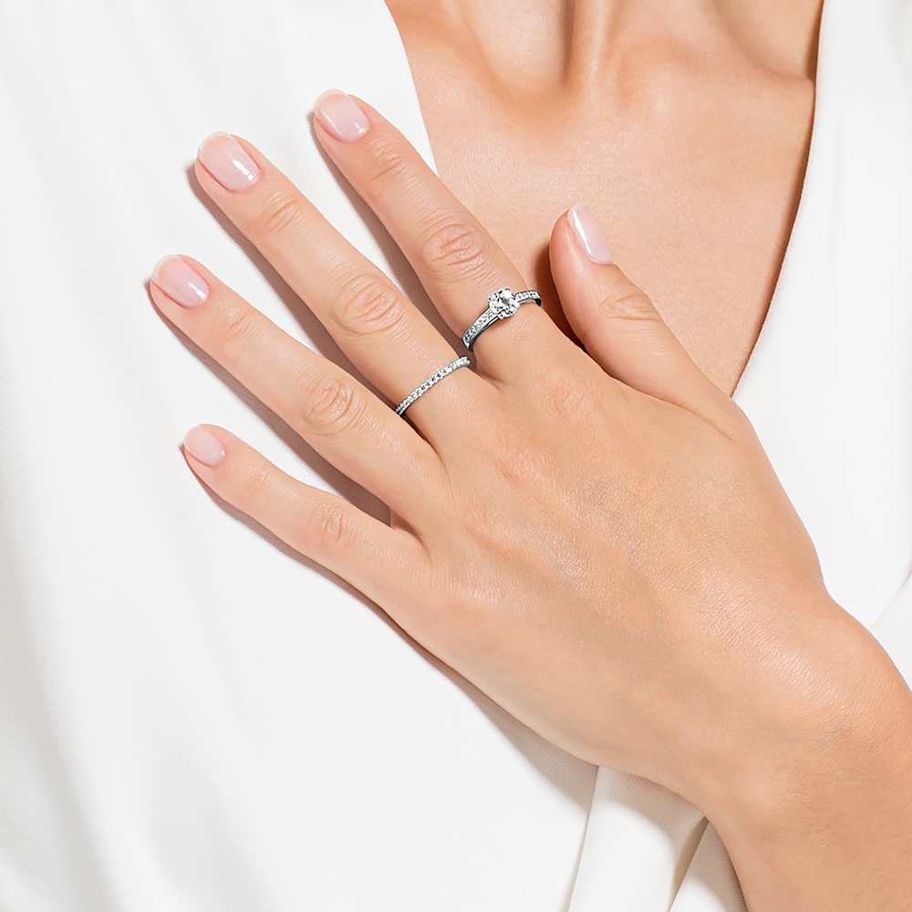 Attract Ring Set, White, Rhodium plated | Swarovski.com