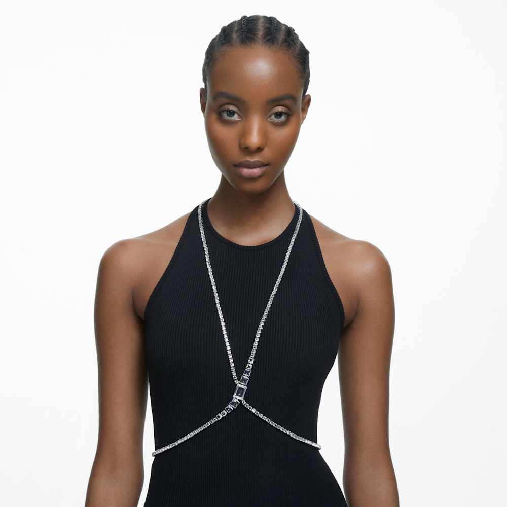 Millenia body chain, Square cut, White, Rhodium plated | Swarovski