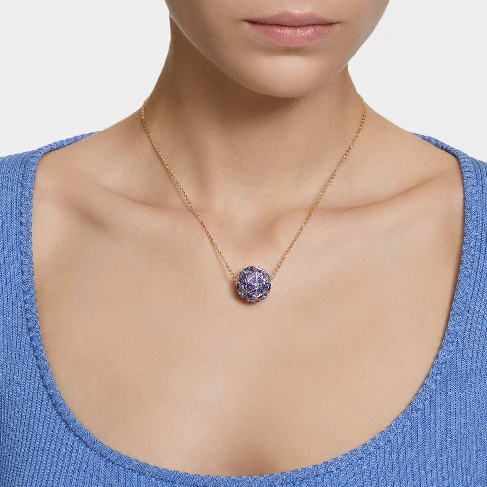 Curiosa pendant, Triangle cut, Blue, Gold-tone plated | Swarovski