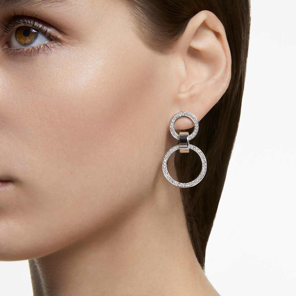 Hollow Kreolen, Weiß, Rhodiniert | Swarovski