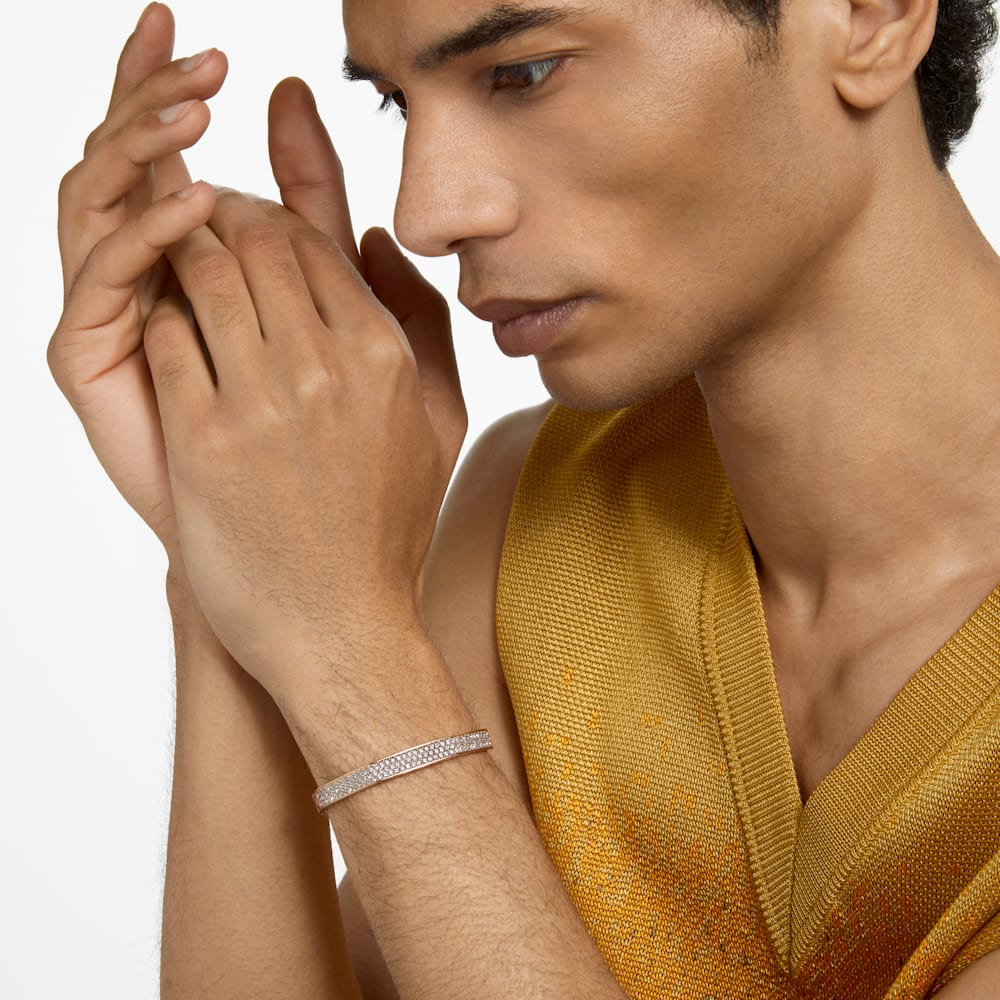 Dextera bangle, Octagon shape, White, Rose gold-tone plated | Swarovski