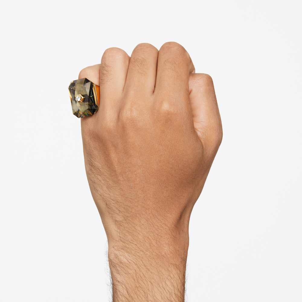 Numina cocktail ring, Octagon cut, Grey, Gold-tone plated | Swarovski
