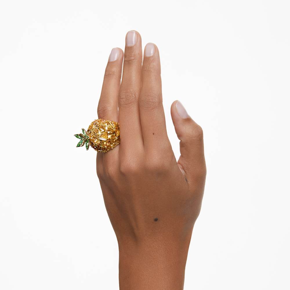 Idyllia cocktail ring, Pineapple, Multicolored, Gold-tone plated ...