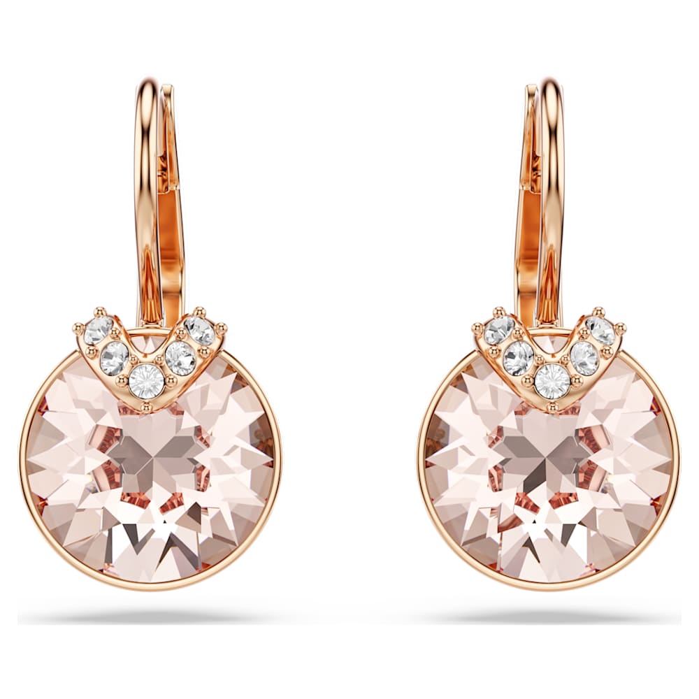 Bella V drop earrings, Round cut, Gold tone, Rose gold-tone plated ...