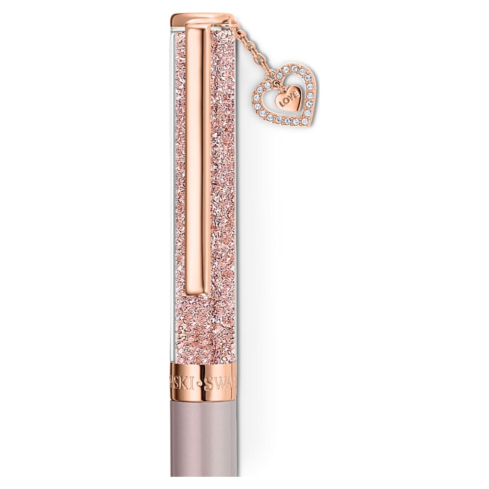 Crystalline ballpoint pen, Heart, Rose gold tone, Pink lacquered, Rose ...