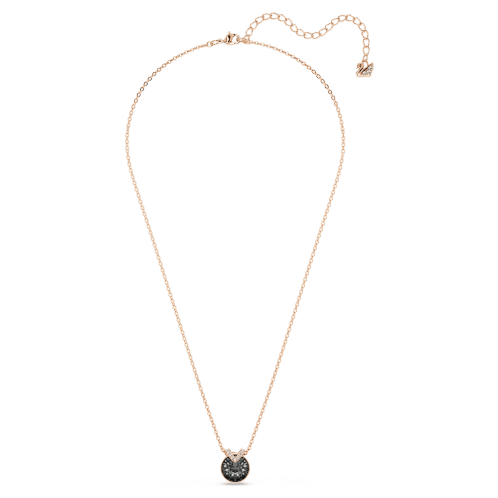 Bella V pendant, Round cut, Gray, Rose gold-tone plated | Swarovski