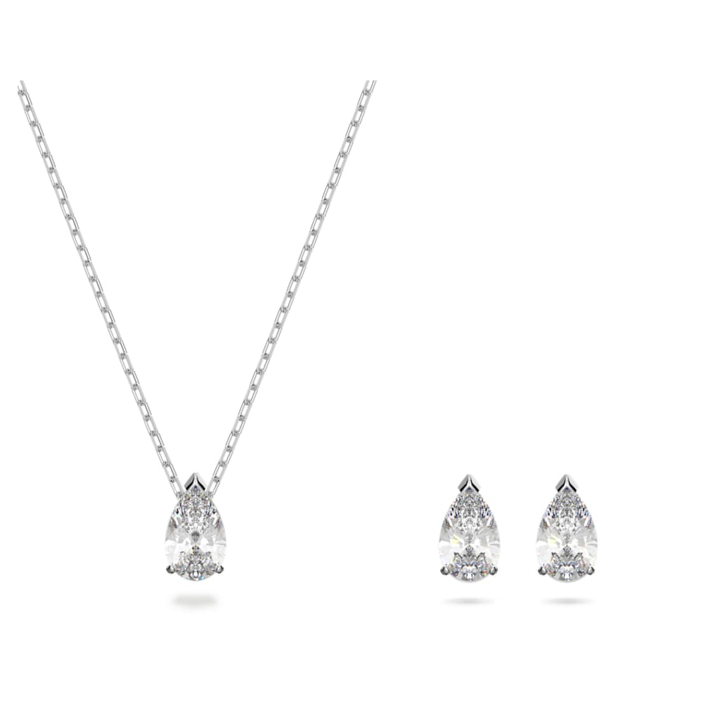 Stilla Attract Set Tropfenschliff WeiB Rhodiniert Swarovski