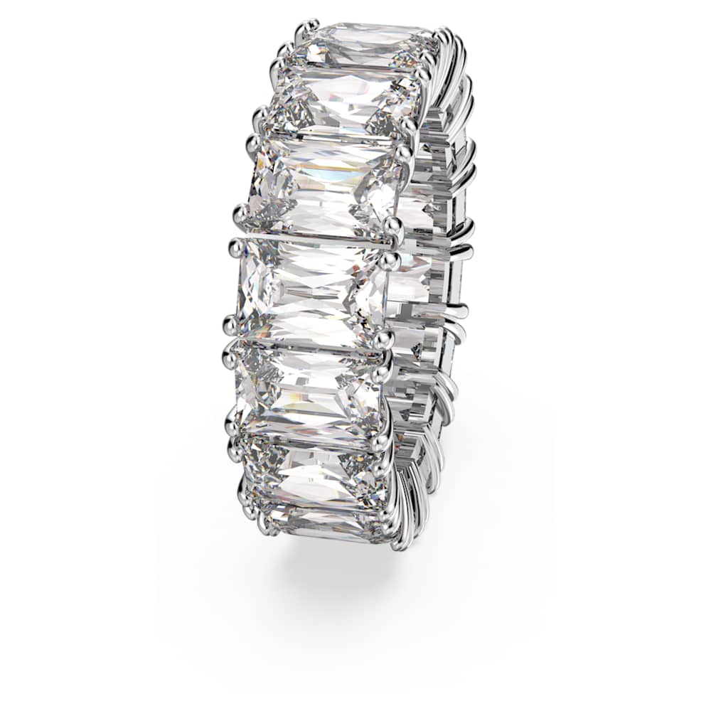 Vittore ring, Rectangular cut, White, Rhodium plated | Swarovski