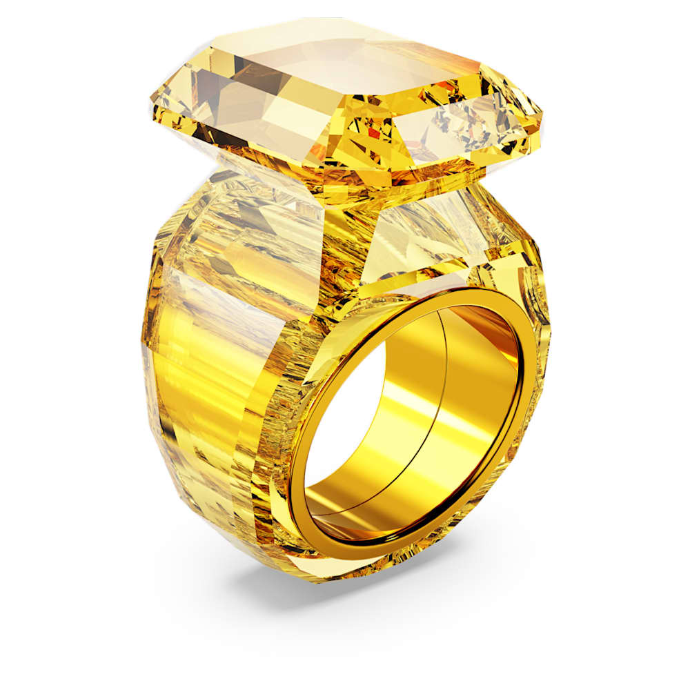Lucent cocktail ring, Octagon cut, Yellow | Swarovski