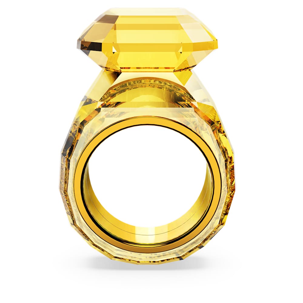 Lucent cocktail ring, Octagon cut, Yellow | Swarovski