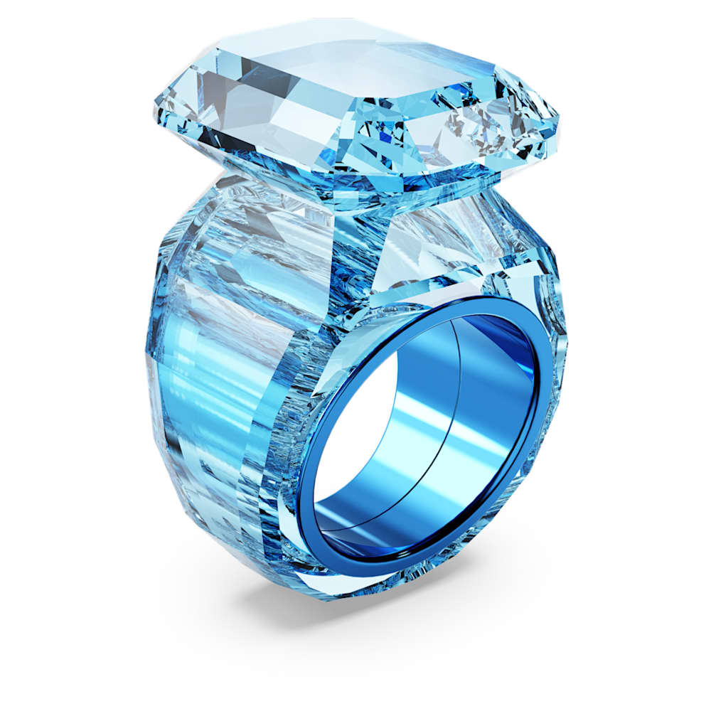 Lucent cocktail ring, Octagon cut, Blue | Swarovski
