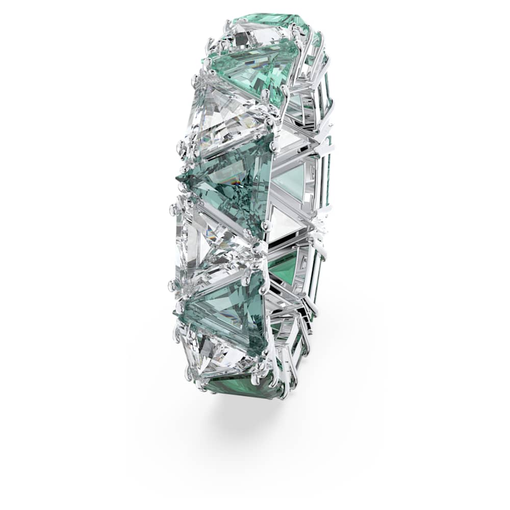 Ortyx cocktail ring, Triangle cut, Green, Rhodium plated | Swarovski