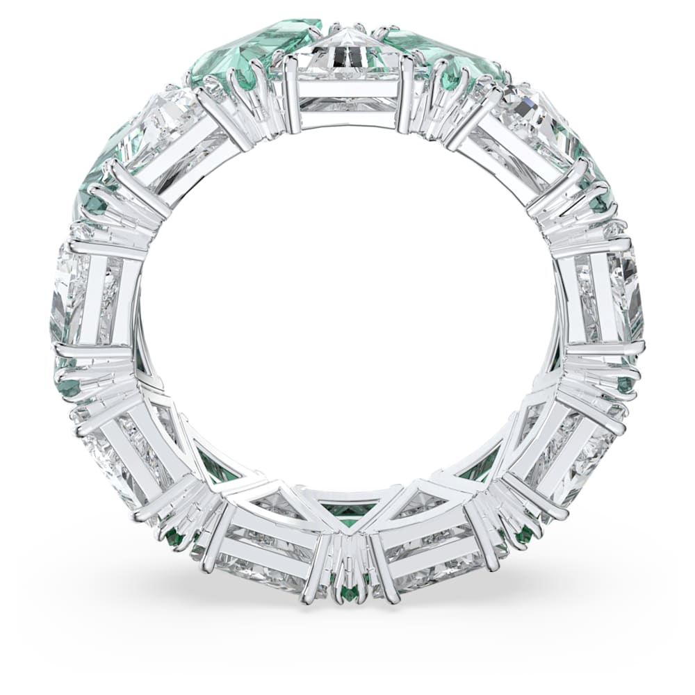 Ortyx cocktail ring, Triangle cut, Green, Rhodium plated | Swarovski
