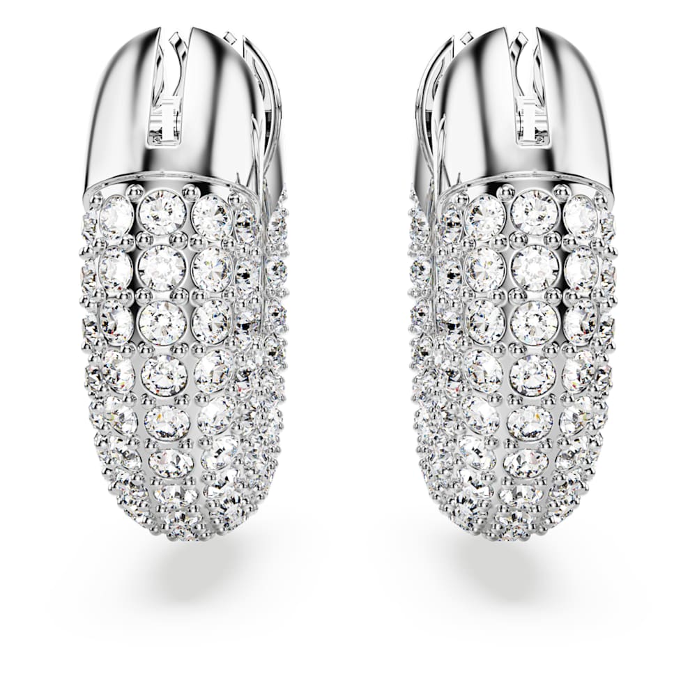 Brincos argola Dextera, Pequenas, Brancos, Lacado a ródio | Swarovski