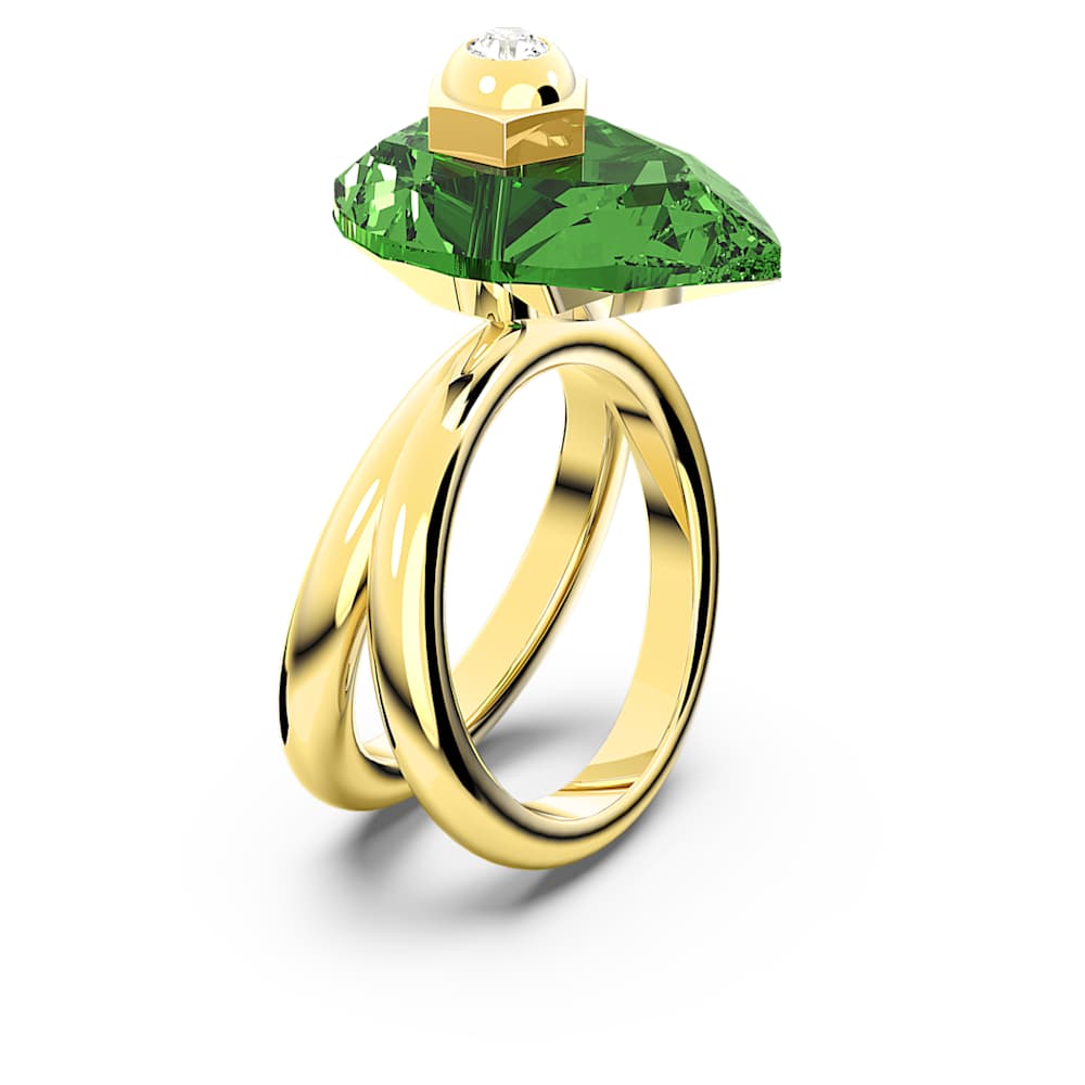 Numina ring, Pear cut, Green, Gold-tone plated | Swarovski