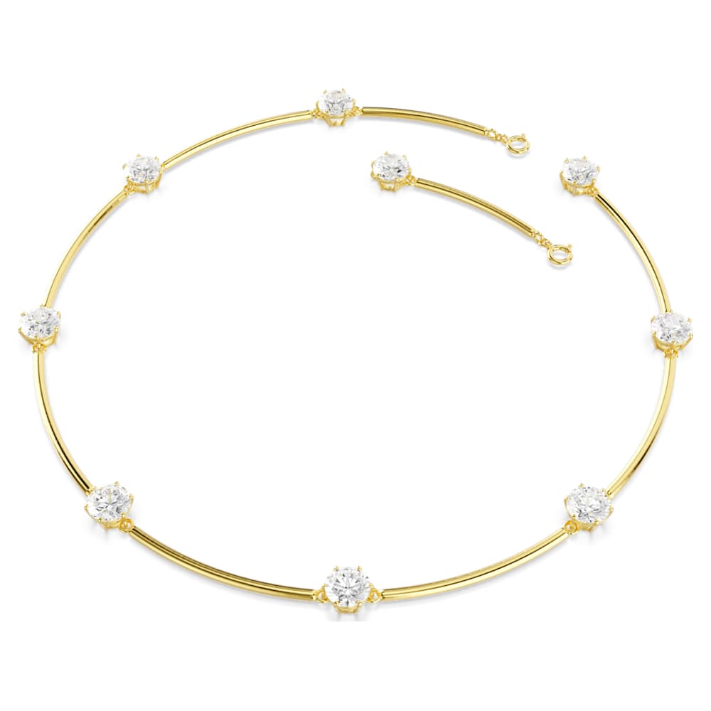 Constella choker, Round cut, White, Shiny gold-tone plated | Swarovski