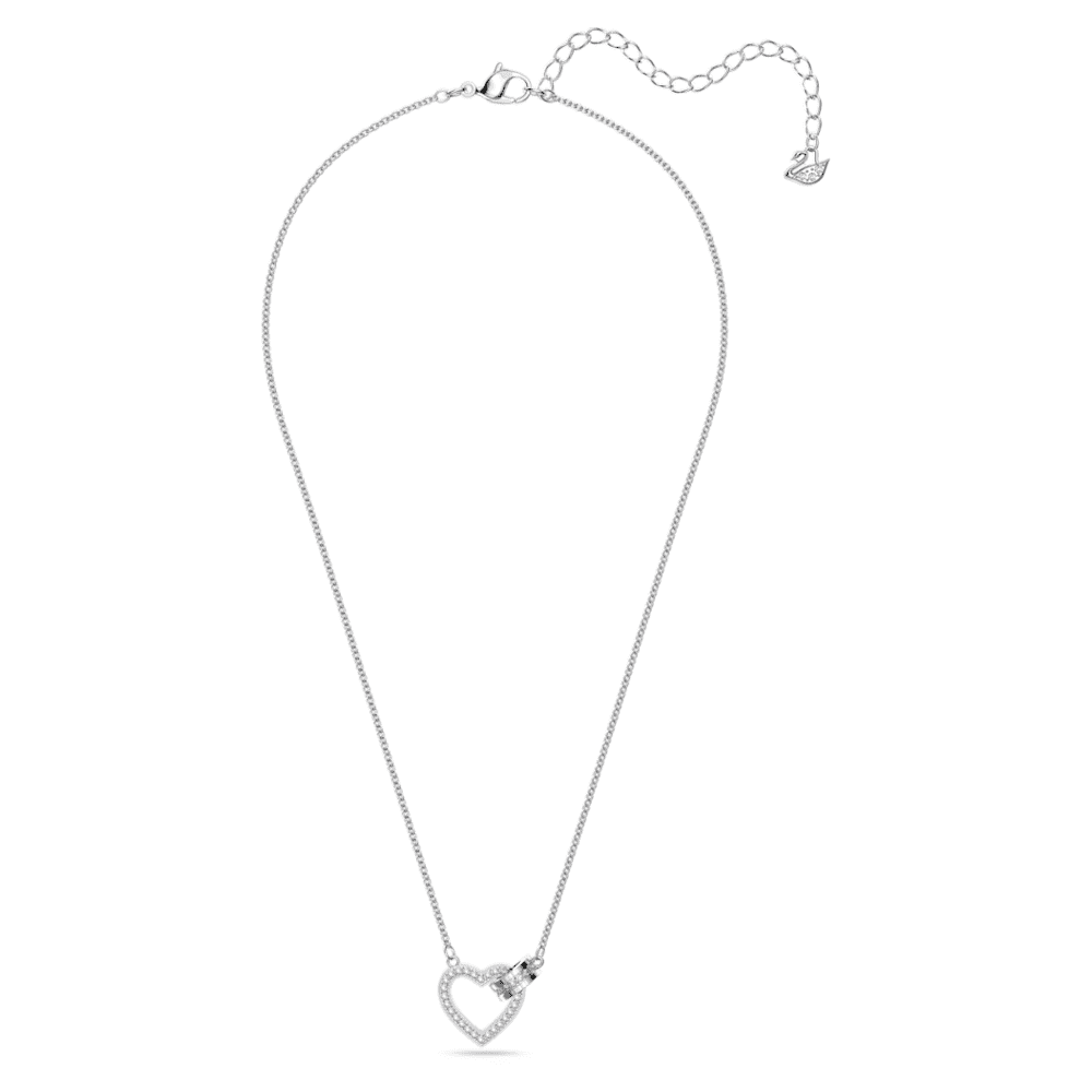 Lovely necklace, Heart, White, Rhodium plated | Swarovski.com