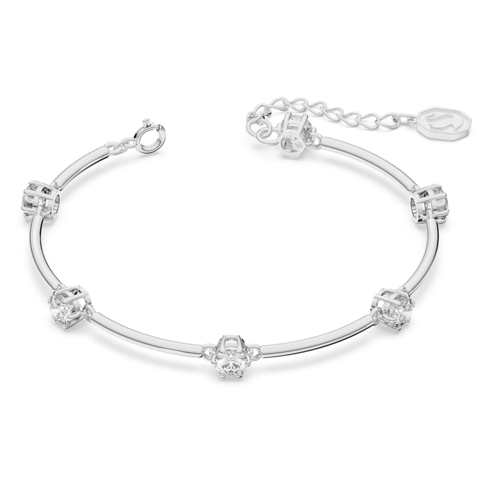 Constella bangle, Round cut, White, Rhodium plated | Swarovski