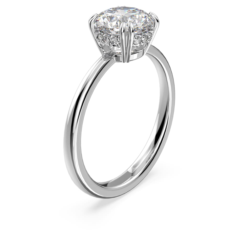 Constella cocktail ring, Princess cut, White, Rhodium plated | Swarovski Constella cocktail ring, Princess cut, White, Rhodium plated | Swarovski