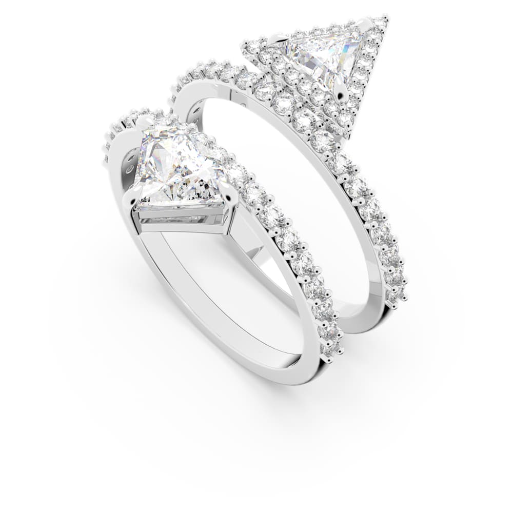 Ortyx ring, Mixed cuts, White, Rhodium plated | Swarovski