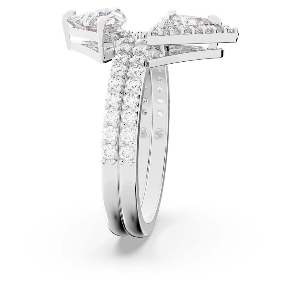 Ortyx ring, Mixed cuts, White, Rhodium plated | Swarovski