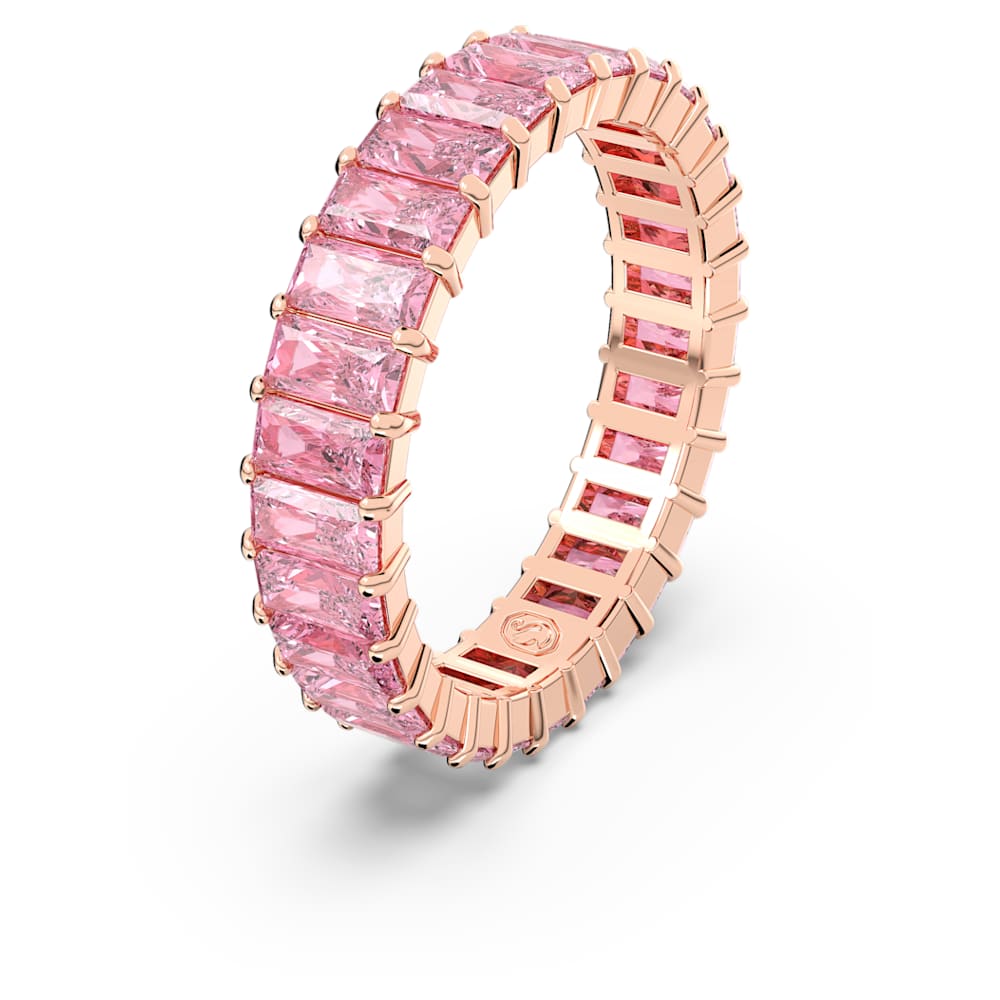 Anillo Matrix, Talla baguette, Rosa, Baño tono oro rosa | Swarovski