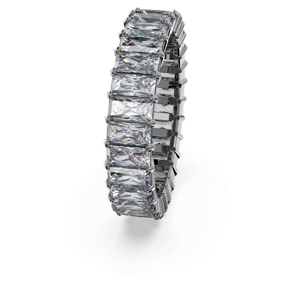 Matrix ring, Baguette cut, Gray, Ruthenium plated | Swarovski
