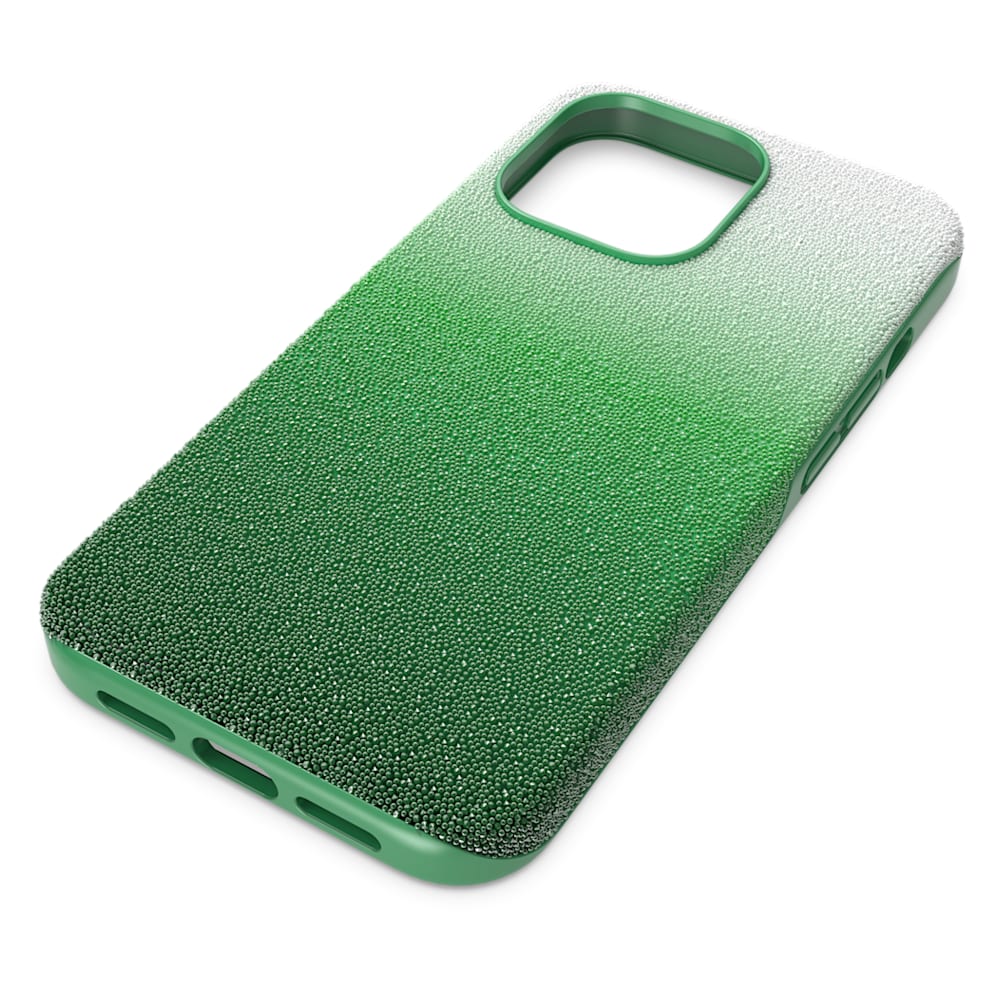 High smartphone case, iPhone® 13 Pro, Green | Swarovski
