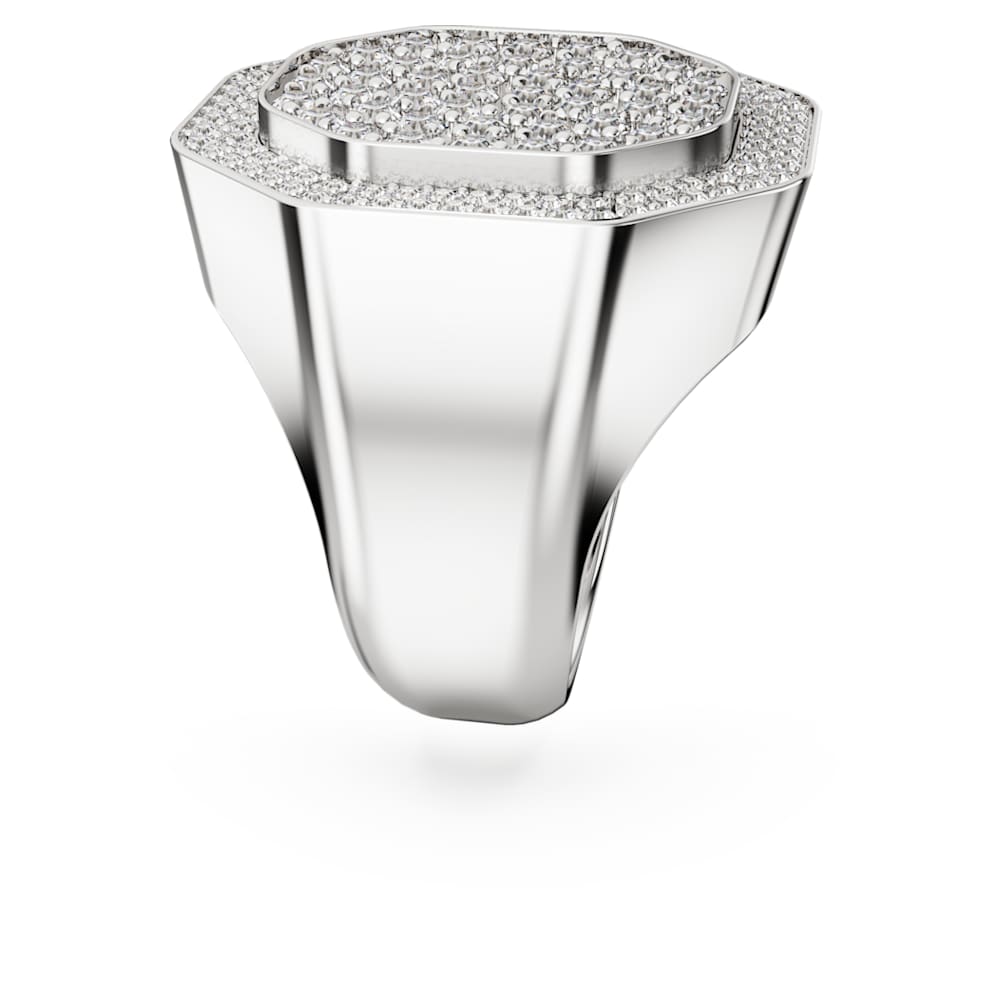 Dextera cocktail ring, Octagon shape, White, Rhodium plated | Swarovski