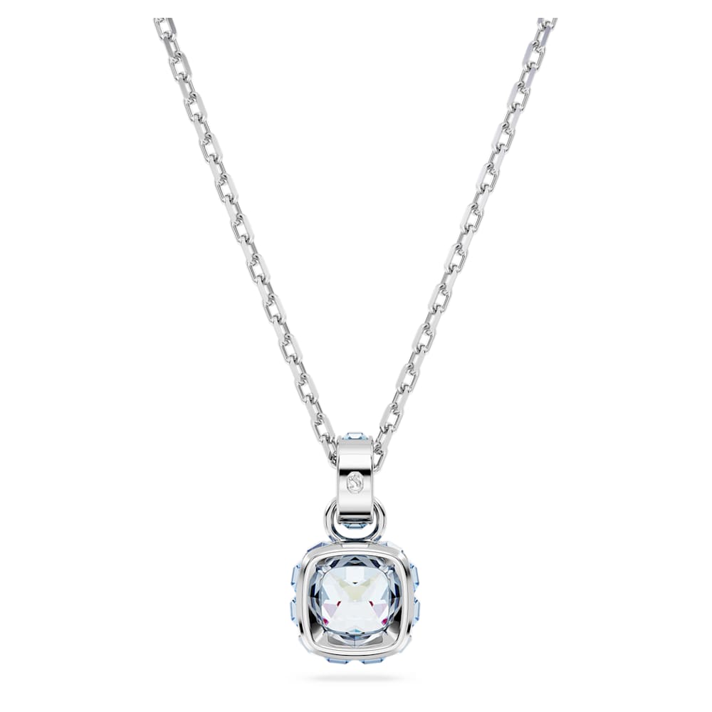 Pandantiv Birthstone, Tăietură pătrată, Martie, Albastru, Placat cu ...