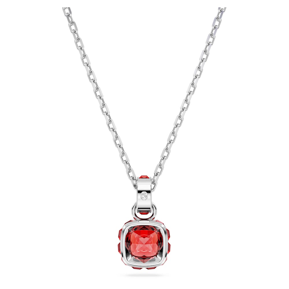 Birthstone pendant, Square cut, July, Red, Rhodium plated | Swarovski