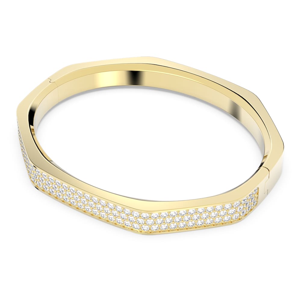 Dextera bangle, Octagon shape, White, Gold-tone plated | Swarovski