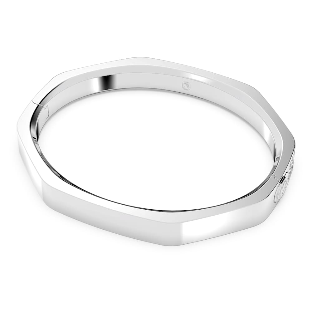 Dextera bangle, Octagon shape, White, Rhodium plated | Swarovski