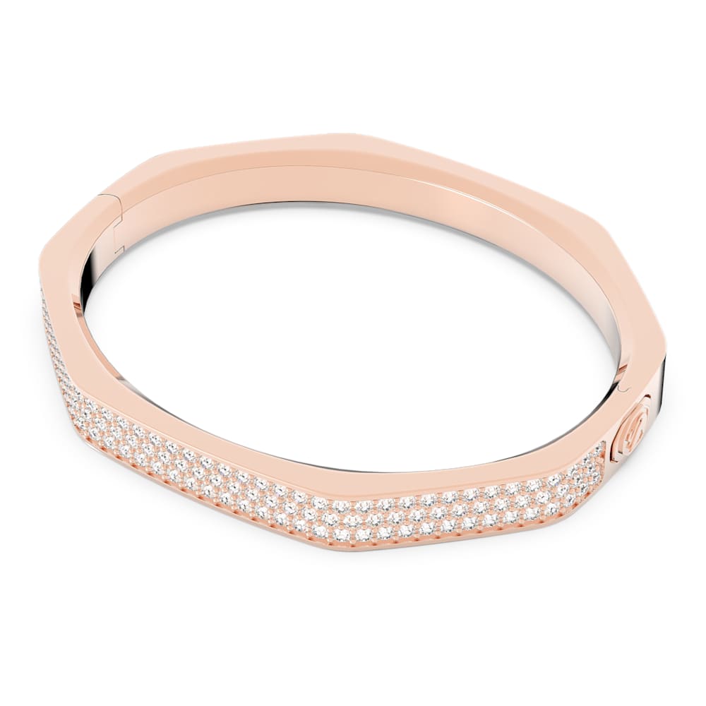 Dextera bangle, Octagon shape, White, Rose gold-tone plated | Swarovski