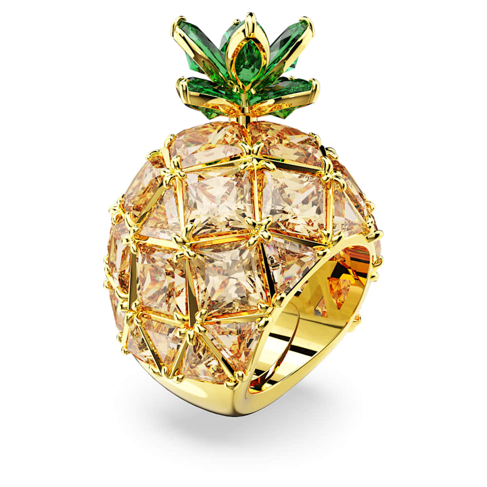 Idyllia cocktail ring, Pineapple, Multicoloured, Gold-tone plated ...