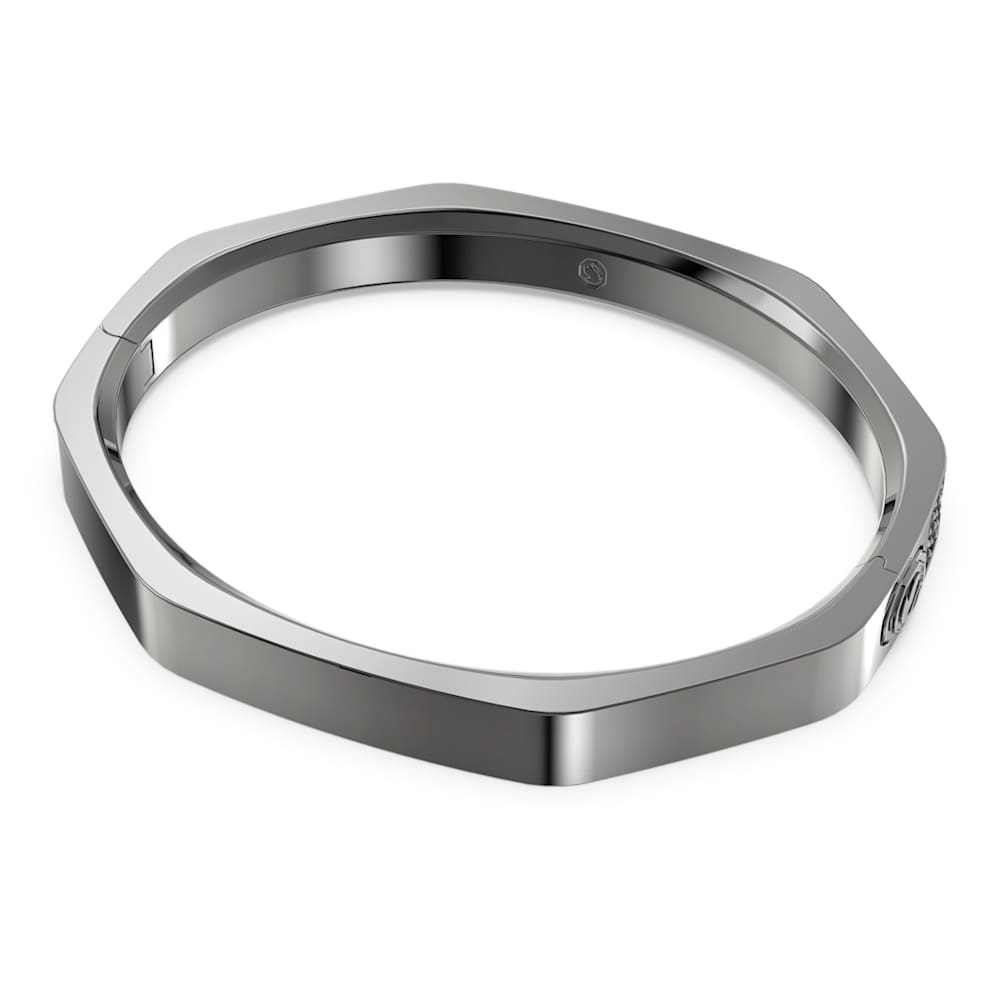 Dextera bangle, Octagon shape, Black, Ruthenium plated | Swarovski