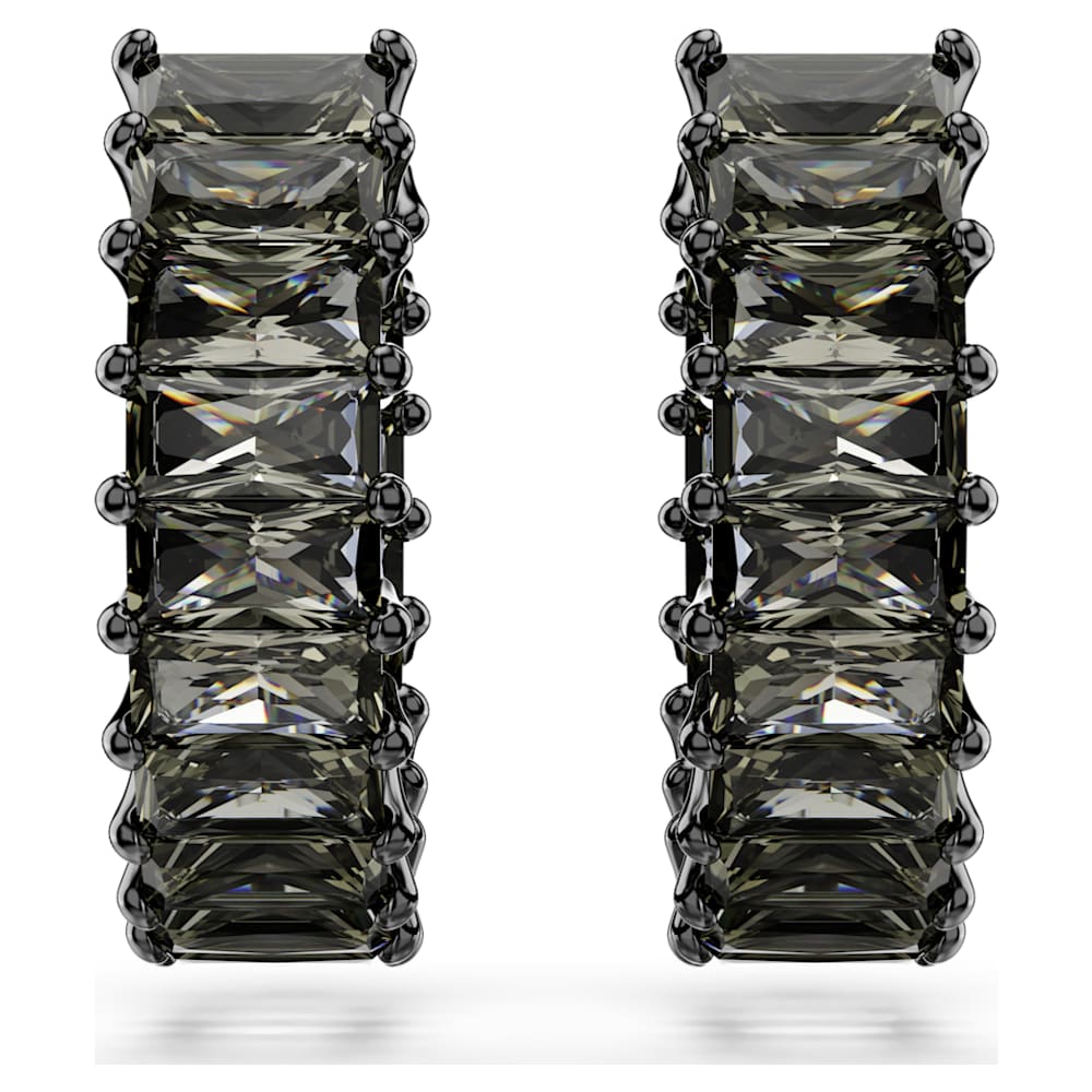 Kolczyki kreole Matrix, Szlif schodkowy typu baguette, Szare, Powłoka z ...