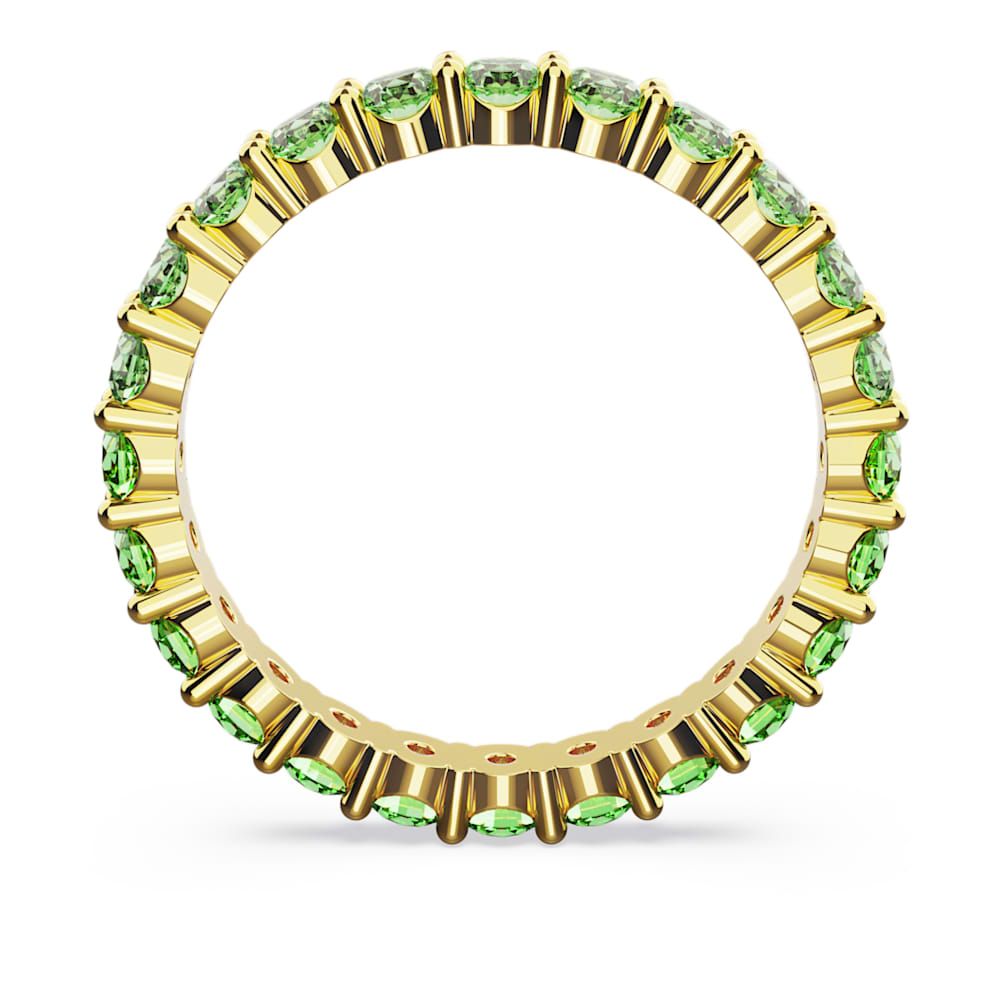 Matrix ring, Round cut, Green, Gold-tone plated | Swarovski