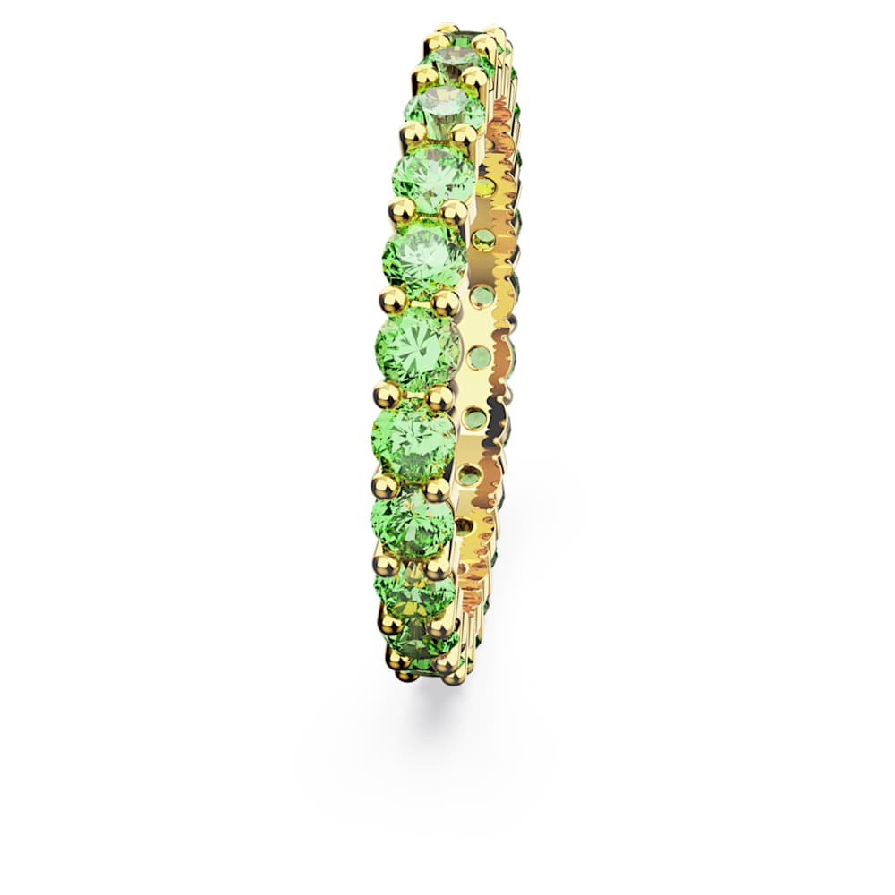 Matrix ring, Round cut, Green, Gold-tone plated | Swarovski