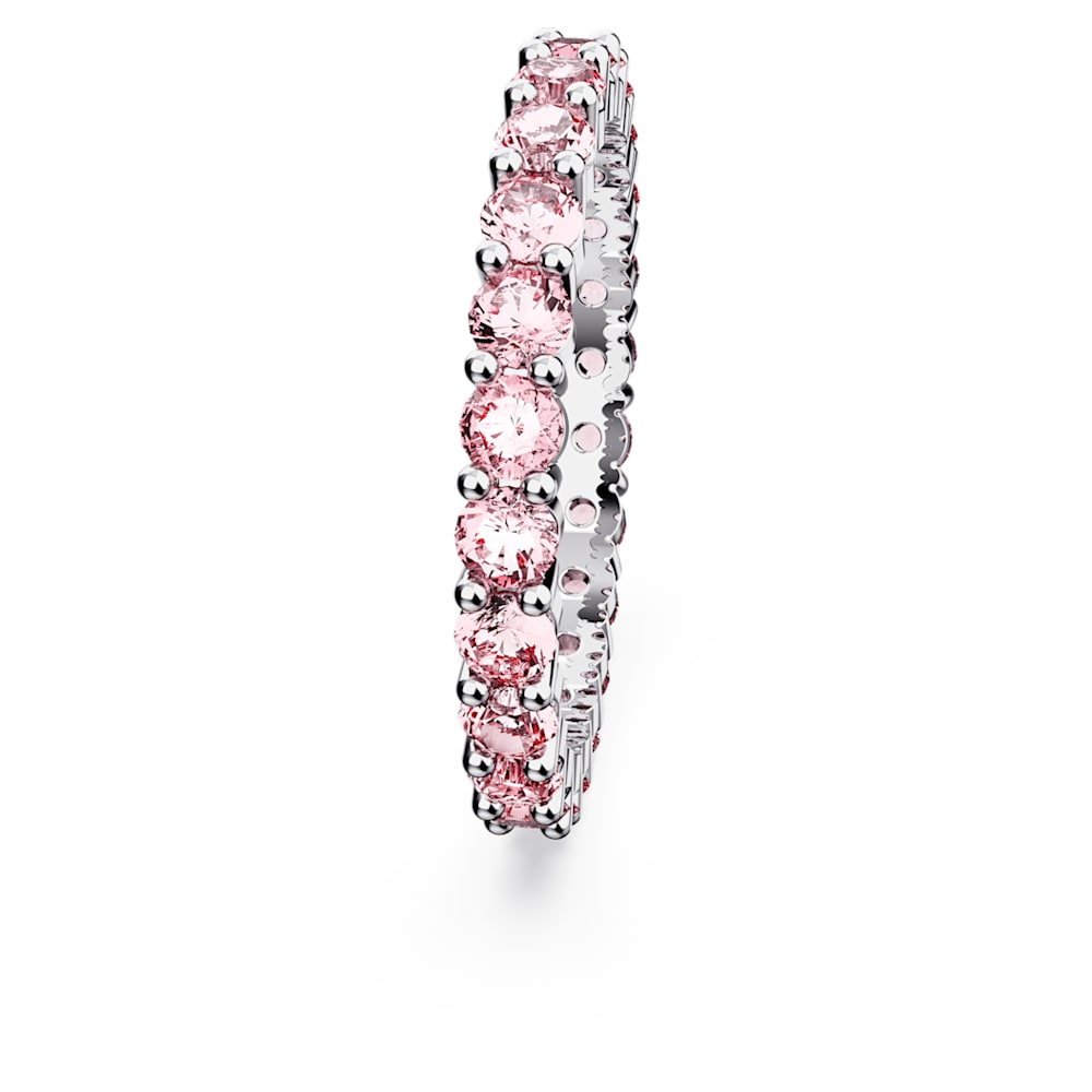 Matrix ring, Round cut, Pink, Rhodium plated | Swarovski