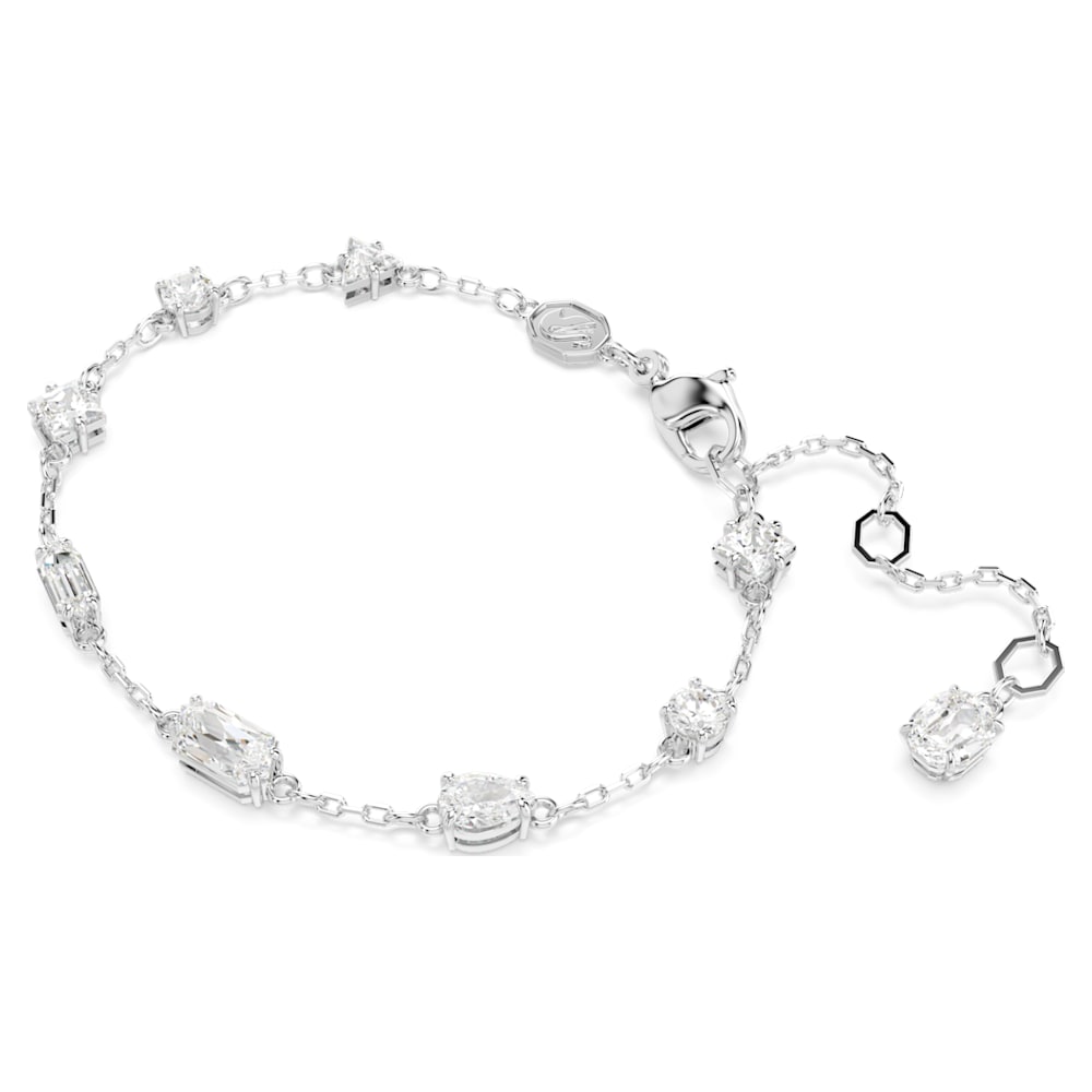 Mesmera bracelet, Mixed cuts, Scattered design, White, Rhodium plated ...