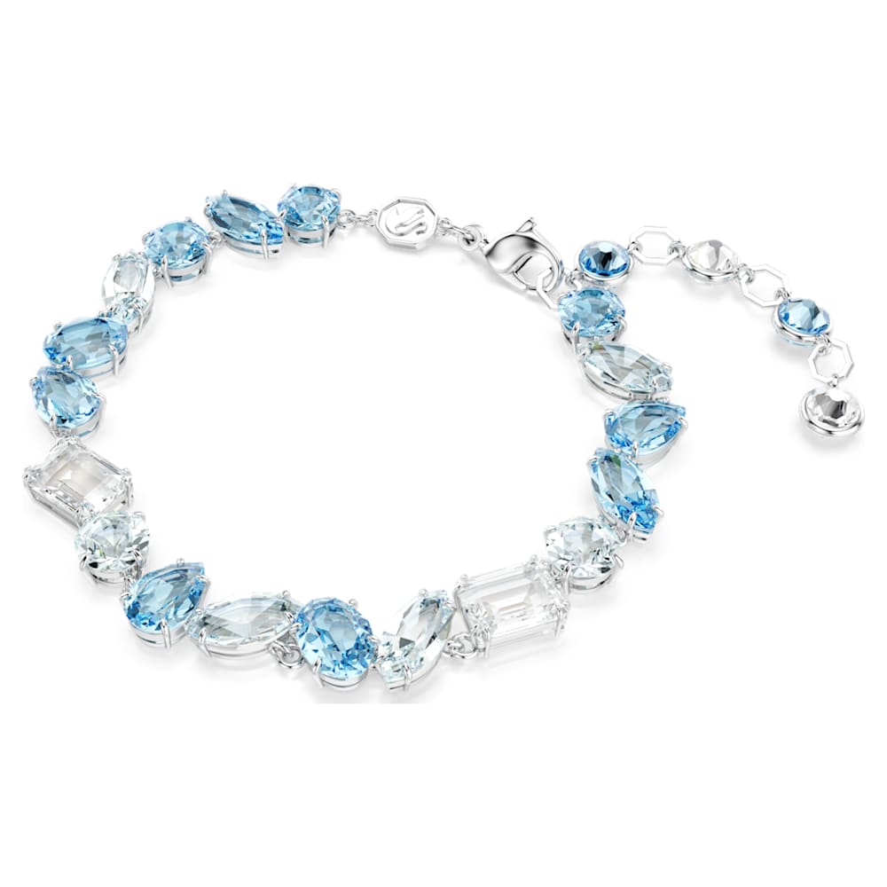 Gema bracelet, Mixed cuts, Blue, Rhodium plated | Swarovski