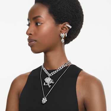 Matrix clip earrings, Square cut, White, Rhodium plated | Swarovski