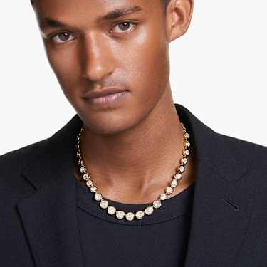 Collar Tennis Imber, Talla redonda, Blanco, Baño tono oro | Swarovski