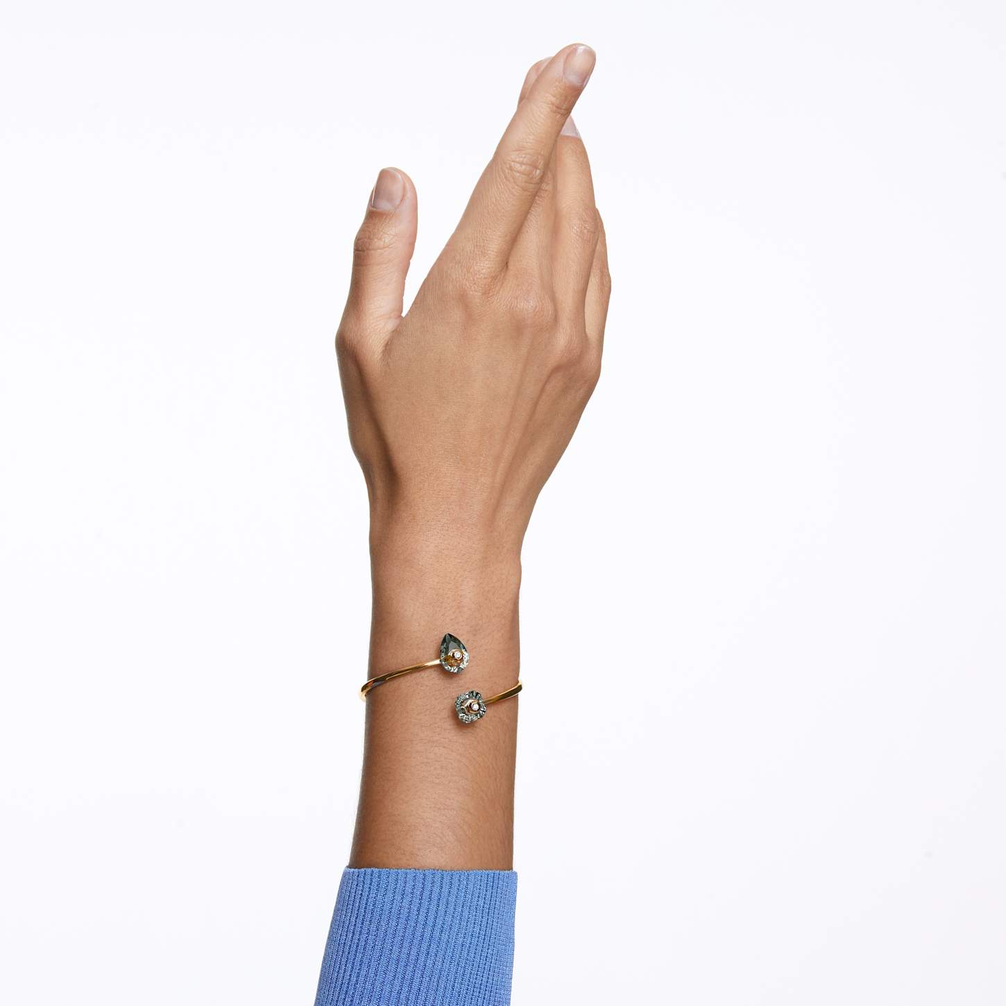 Numina bangle, Mixed cuts, Gray, Gold-tone plated | Swarovski