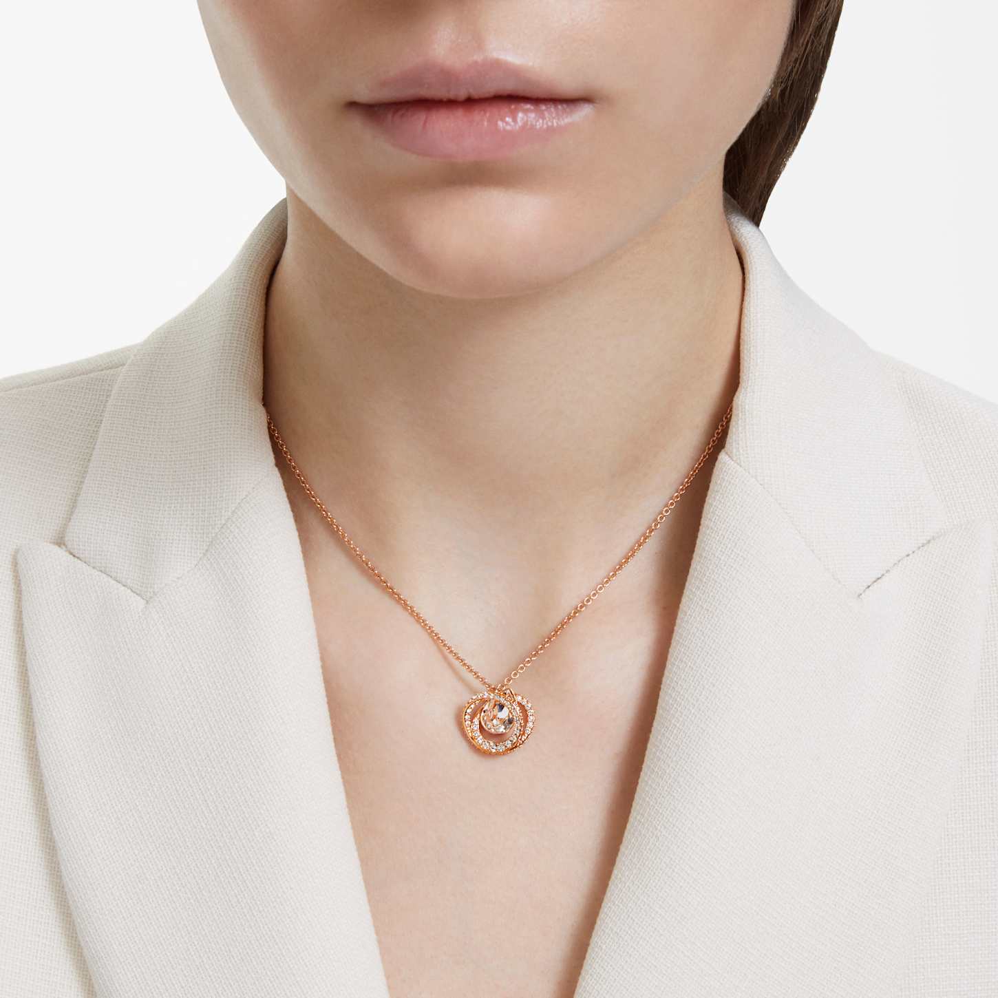 Generation pendant, White, Rose gold-tone plated | Swarovski