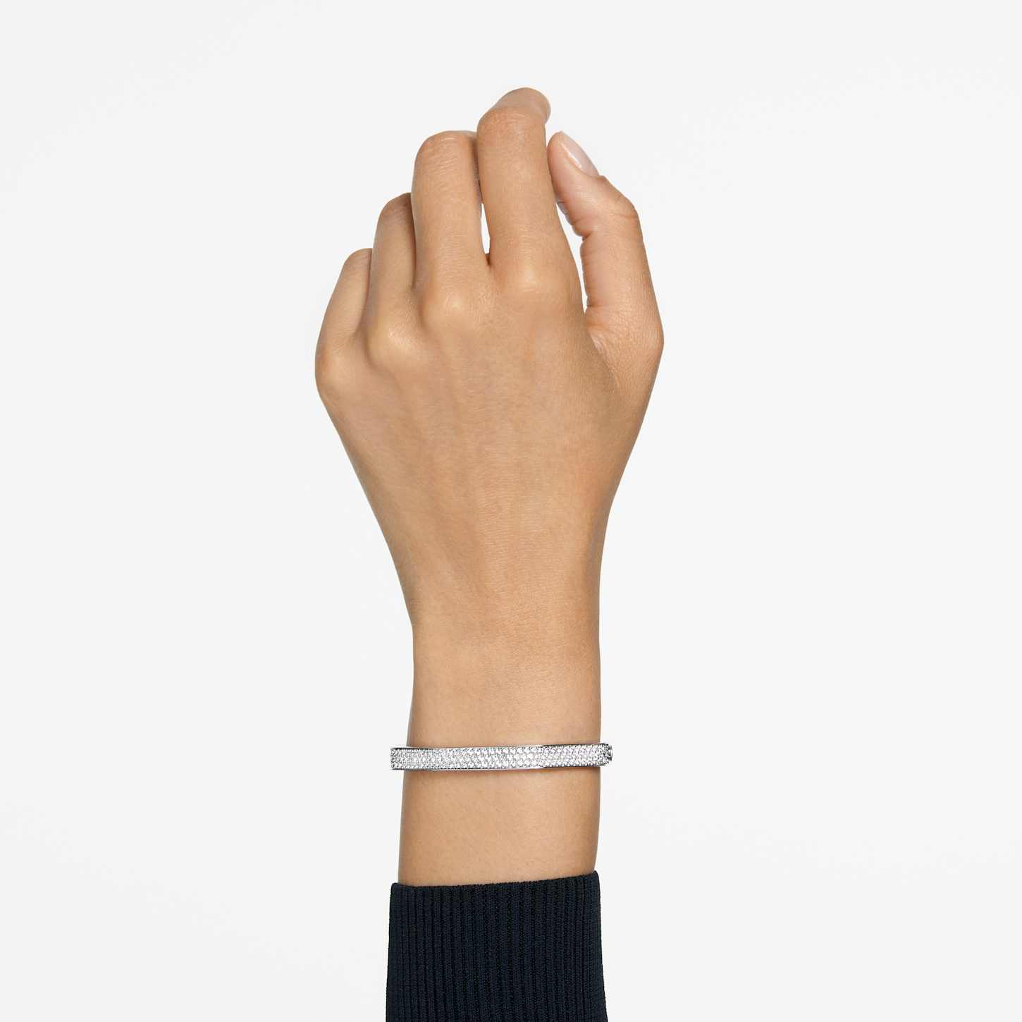 Dextera bangle, Octagon shape, White, Rhodium plated | Swarovski