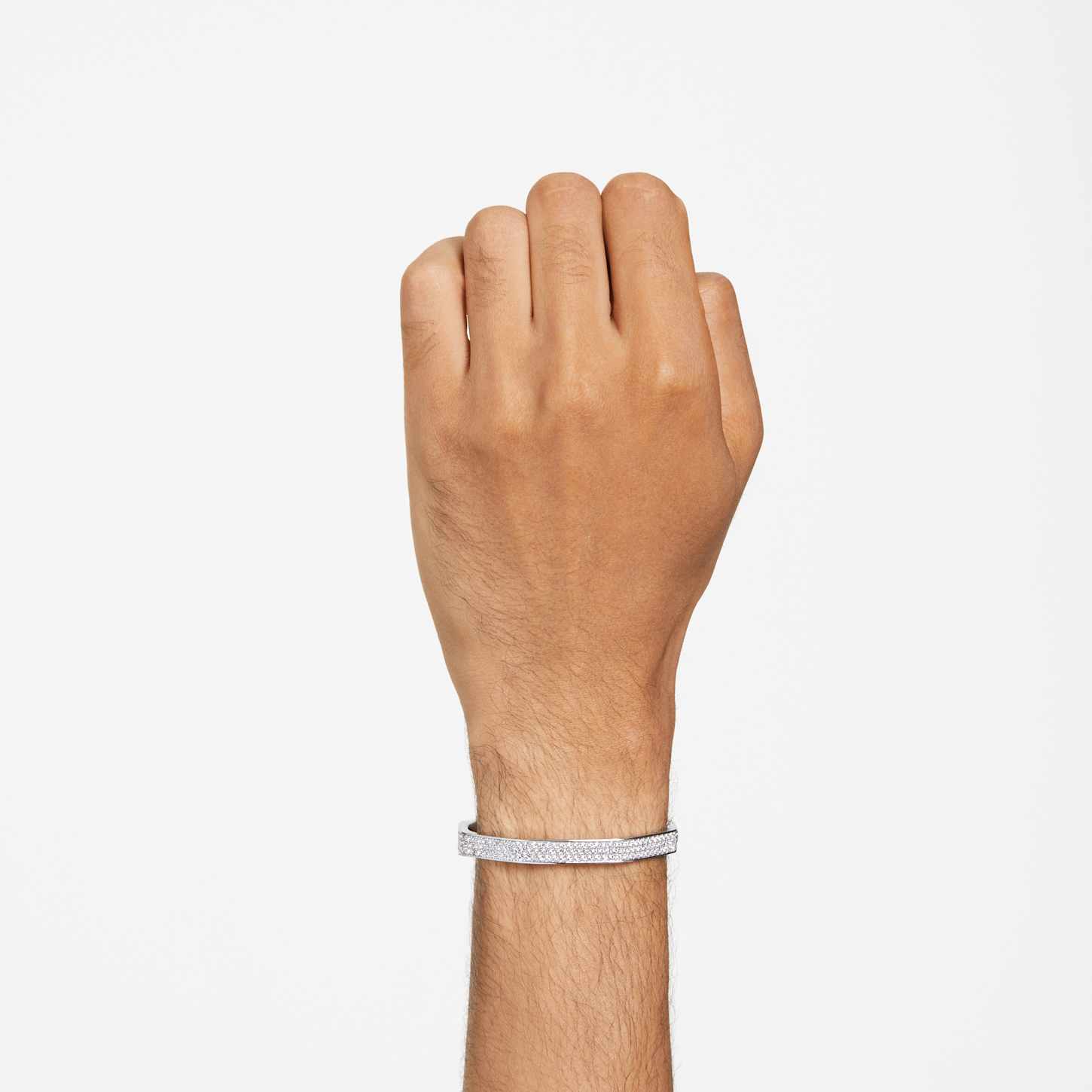 Dextera bangle, Octagon shape, White, Rhodium plated | Swarovski