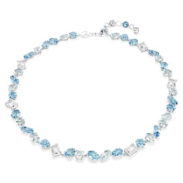 Gema nyaklánc, Vegyes metszés, Kék, Ródium bevonattal | Swarovski