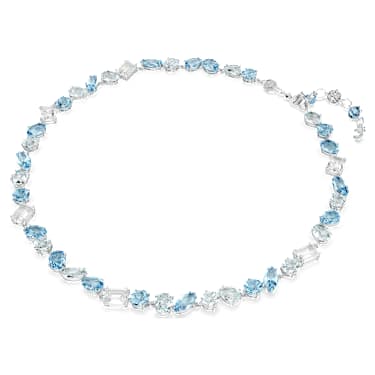 Gema nyaklánc, Vegyes metszés, Kék, Ródium bevonattal | Swarovski